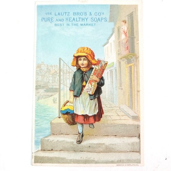 Office | Victorian Soap Trade Card Lautz Bros Co Young Girl Returning ...